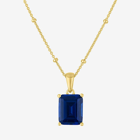 Click here for Womens Lab Created Blue Sapphire 14K Gold Over Sil... prices