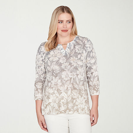 Click here for Alfred Dunner Vienna Womens Split Crew Neck 3/4 Sl... prices