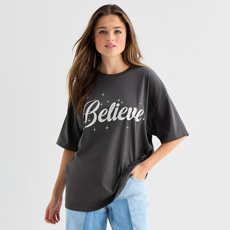 Click here for Believe Oversized Tee Womens Juniors Crew Neck Sho... prices