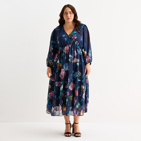 Click here for Isabel & Nina Womens Plus Long Sleeve Floral Maxi... prices