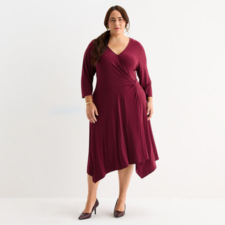 Click here for Perceptions Womens 3/4 Sleeve Midi Plus Fit + Flar... prices