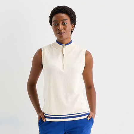 Click here for St. Johns Bay Womens Mock Neck Sleeveless Cable Kn... prices