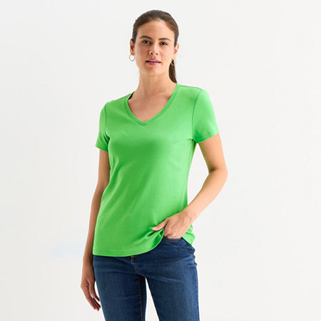 Click here for St. Johns Bay Womens V Neck Short Sleeve T-Shirt... prices
