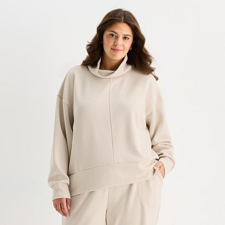 Click here for Stylus Womens Plus Funnel Neck Long Sleeve Sweatsh... prices