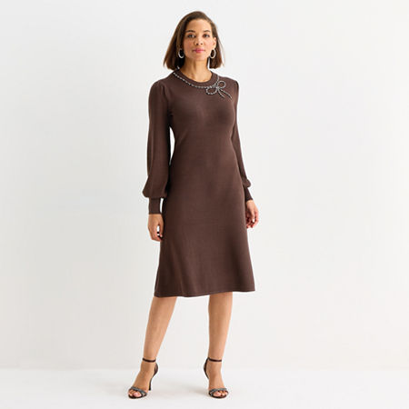 Click here for Liz Claiborne Womens Long Sleeve Midi Sweater Dres... prices