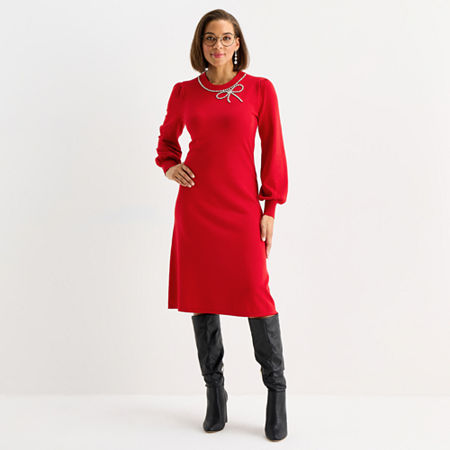 Click here for Liz Claiborne Womens Long Sleeve Midi Sweater Dres... prices