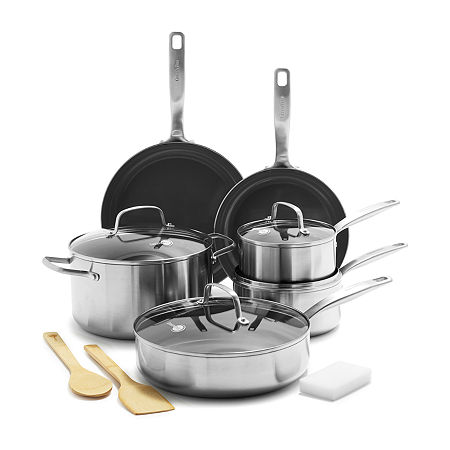 GreenPan Chatham Stainless Ceramic Nonstick 12-Pc. Cookware Set - Stainless Steel