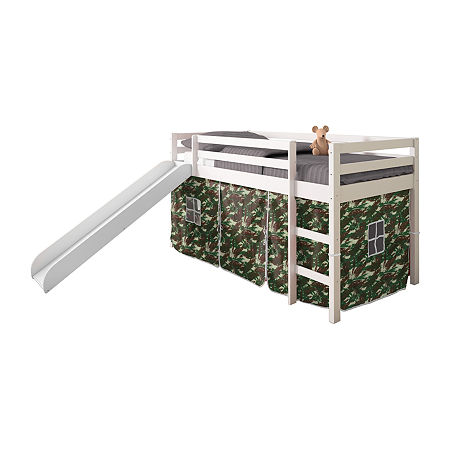 Click here for Tent Twin Low Loft Bed with Slide & Tent  One Size... prices