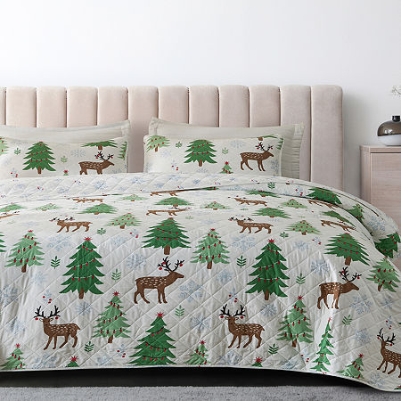 Click here for Linery Christmas Trees Reversible Quilt Set  One S... prices