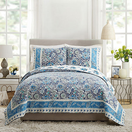 Click here for Dena Home Bisou Floral 3-pc. Reversible Quilt Set... prices