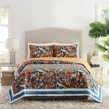 Click here for Dena Home Peacock Garden 3-pc. Reversible Quilt Se... prices