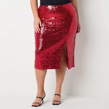Click here for Premier Amour Sequin Womens Midi Pencil Skirt Plus... prices