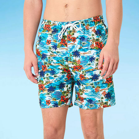 Click here for Arizona Mens Striped Swim Trunks  Small  Blue prices