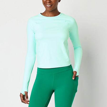 Xersion EverRestore Womens Crew Neck Long Sleeve Active T-Shirt  X-large  Green