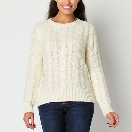 Click here for St. Johns Bay Sequin Womens Crew Neck Long Sleeve... prices