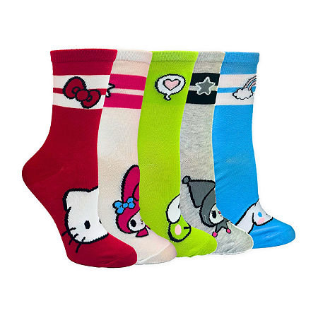 Click here for Womens 5 Pair Hello Kitty Crew Socks  9-11  Green prices