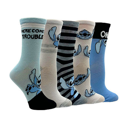 Click here for Womens 5 Pair Lilo & Stitch Crew Socks  9-11  Blue prices