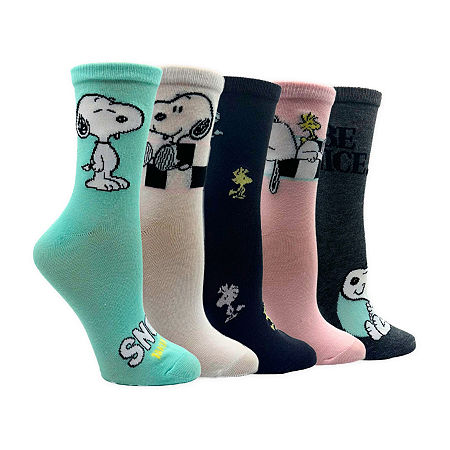 Click here for Womens 5 Pair Peanuts Crew Socks  9-11  Gray prices