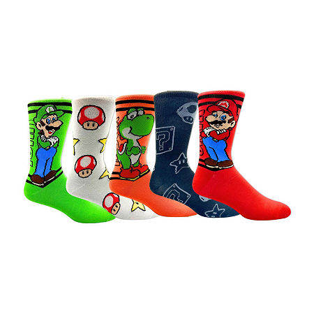 Click here for Mens 5 Pair Super Mario Crew Socks  10-13  Red prices