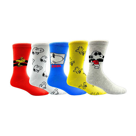 Click here for Mens 5 Pair Peanuts Crew Socks  10-13  Blue prices