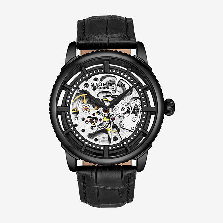 Click here for Stuhrling Mens Automatic Black Leather Strap Watch... prices