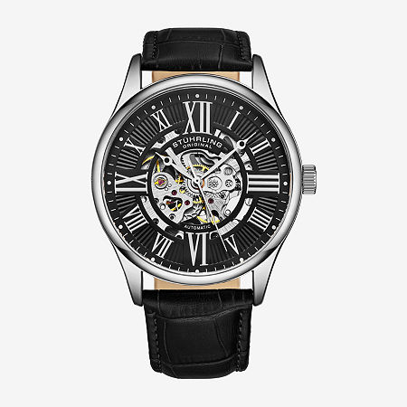 Click here for Stuhrling Mens Automatic Silver Tone Leather Strap... prices