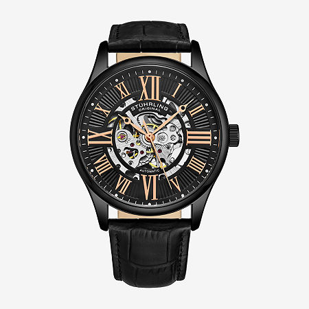 Click here for Stuhrling Mens Automatic Silver Tone Leather Strap... prices