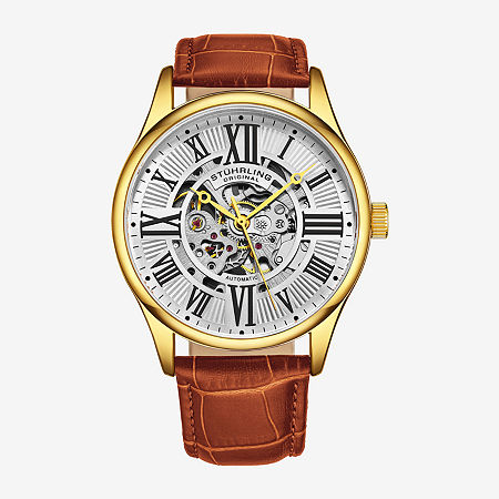 Click here for Stuhrling Mens Automatic Rose Goldtone Leather Str... prices