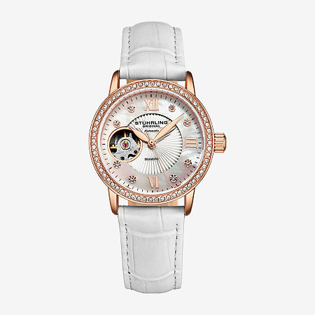 Click here for Stuhrling Womens Automatic White Leather Strap Wat... prices