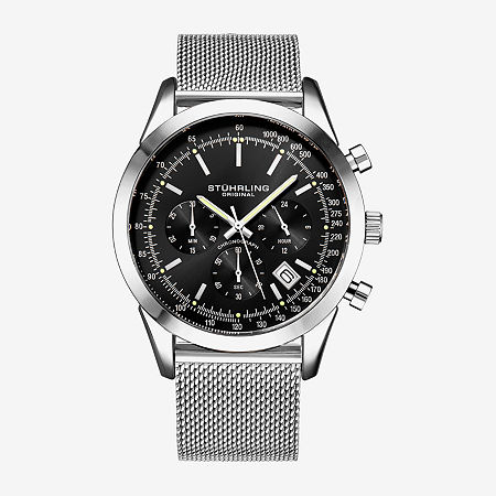 Click here for Stuhrling Mens Chronograph Silver Tone Stainless S... prices