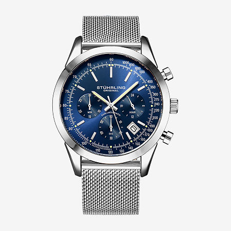Click here for Stuhrling Mens Chronograph Silver Tone Stainless S... prices