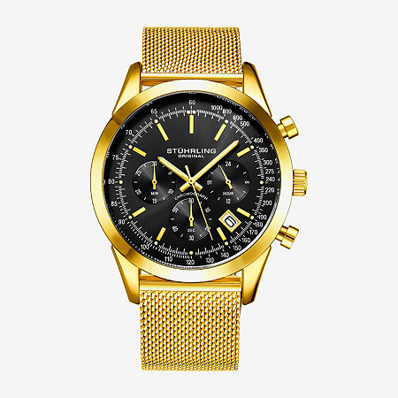 Click here for Stuhrling Mens Chronograph Gold Tone Stainless Ste... prices