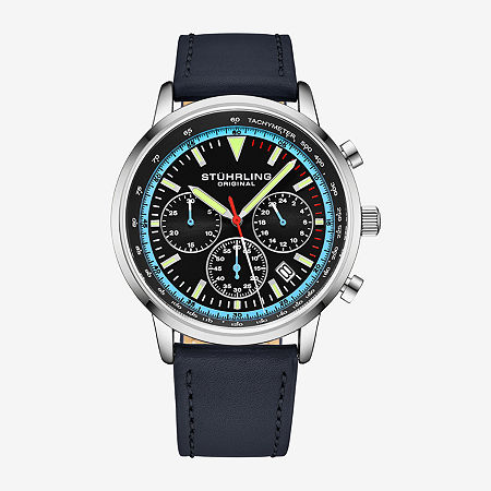 Click here for Stuhrling Mens Blue Leather Strap Watch 3986l 2  O... prices