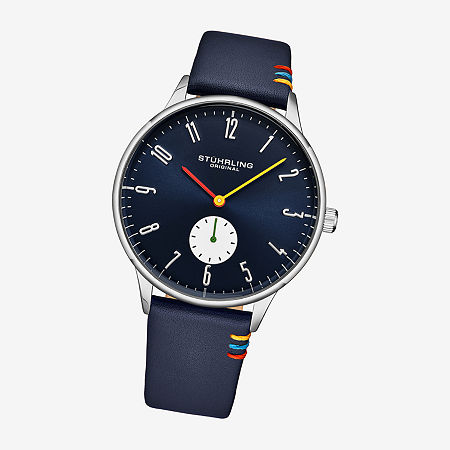 Click here for Stuhrling Mens Blue Leather Strap Watch 4026 2  On... prices