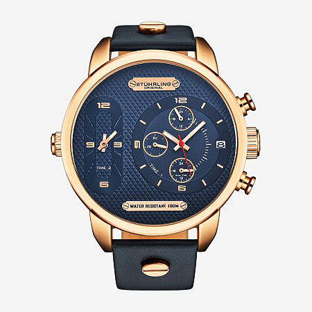 Click here for Stuhrling Mens Blue Leather Strap Watch 4052 3  On... prices