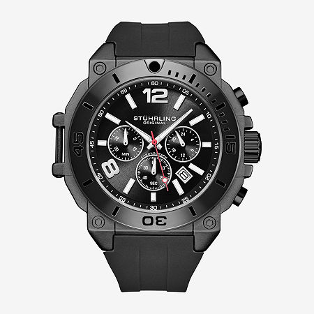 Click here for Stuhrling Mens Black Strap Watch 4054 2  One Size... prices