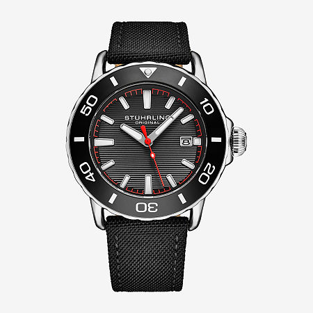 Click here for Stuhrling Aquadiver Mens Black Strap Watch 4049 1... prices