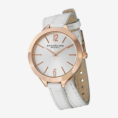 Click here for Stuhrling Womens White Leather Strap Watch 568 03... prices