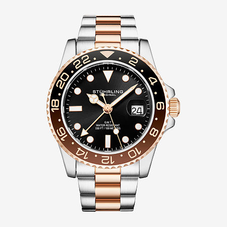 Click here for Stuhrling Mens Rose Goldtone Stainless Steel Brace... prices