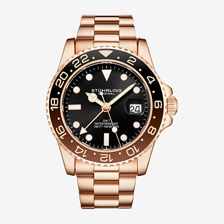 Click here for Stuhrling Mens Rose Goldtone Stainless Steel Brace... prices