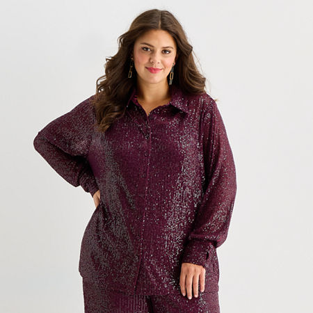 Click here for Premier Amour Womens Long Sleeve Sequin Blouse  3x... prices