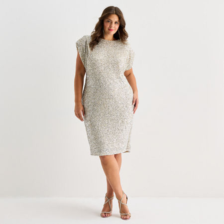 Click here for Premier Amour Womens Plus Sequin Short Sleeve Midi... prices