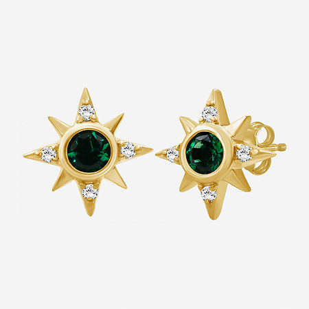 Click here for Simulated Green Emerald 14K Gold Over Silver 11.4m... prices
