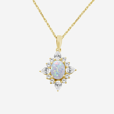 Click here for Womens Lab Created White Opal 14K Gold Over Silver... prices