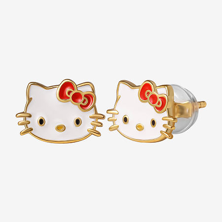Click here for 14K Gold Over Silver 6.4mm Hello Kitty Stud Earrin... prices