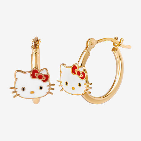Click here for Girls 14K Gold 12.9mm Hello Kitty Hoop Earrings  O... prices
