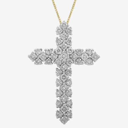 Click here for Cross (I  I2) Womens 1 CT. T.W. Lab Grown White Di... prices