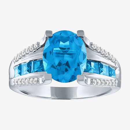 Click here for Womens Genuine Blue Topaz Sterling Silver Halo Coc... prices