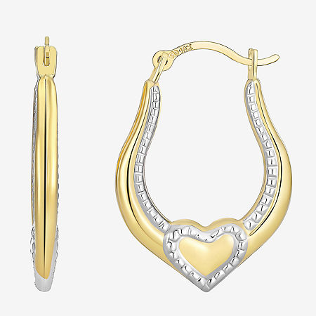 Click here for Womens 10K Two Tone Gold 20.2mm Heart Hoop Earring... prices
