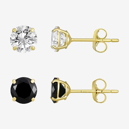 Click here for Womens Black Cubic Zirconia 14K Gold Round Earring... prices